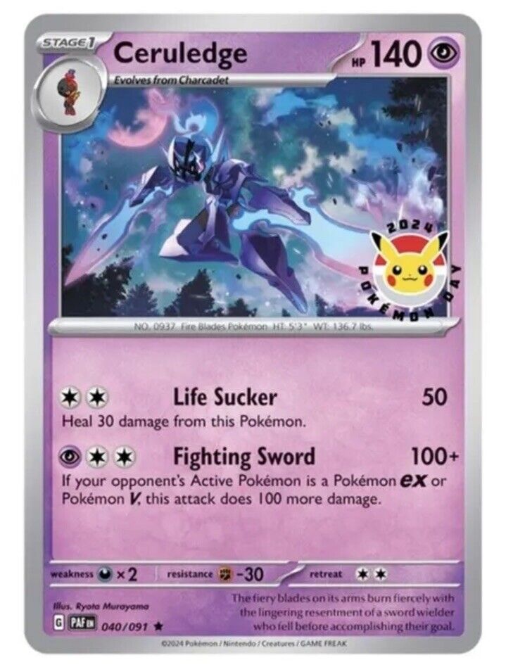 Pokemon Center Ceruledge Promo Card Pokemon Day 2024 Stamped 040/091 ...
